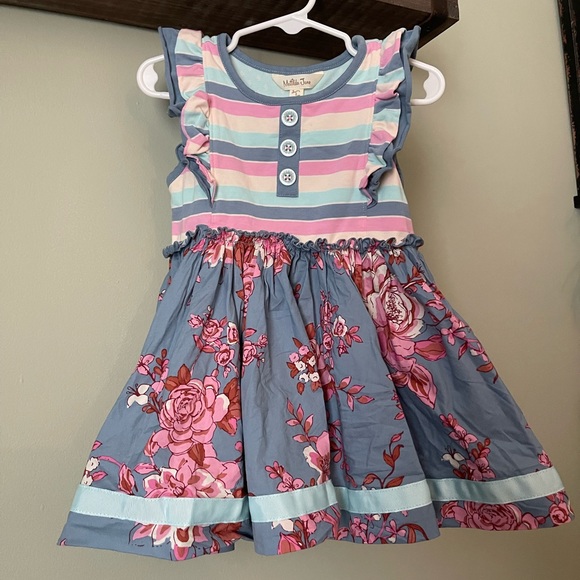 Matilda Jane | Dresses | Matilda Jane Blue Pink Stripe Floral Dress 2t ...